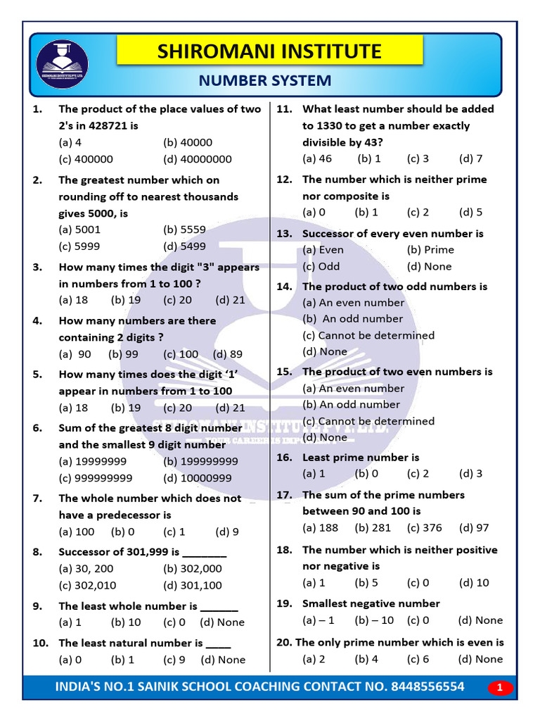 Maths and GK Notes-Above-Class-5th Sainik & Rms Removed | PDF | Decimal ...