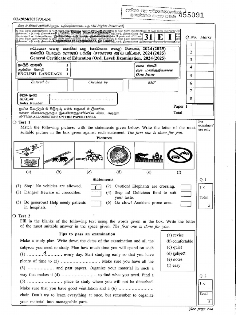 OL English Past Paper | PDF
