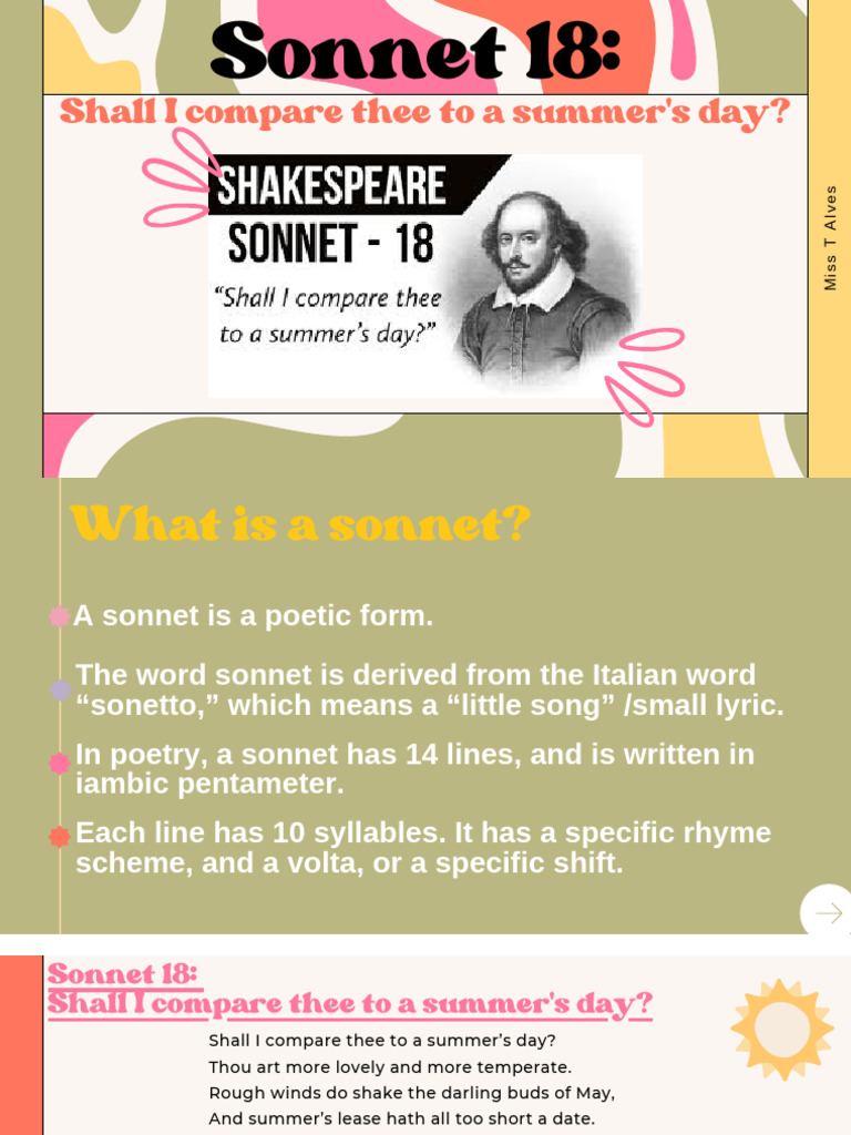 Sonnet 18 Shall I Compare Thee to a Summer's Day | PDF | Poetry | Sonnets