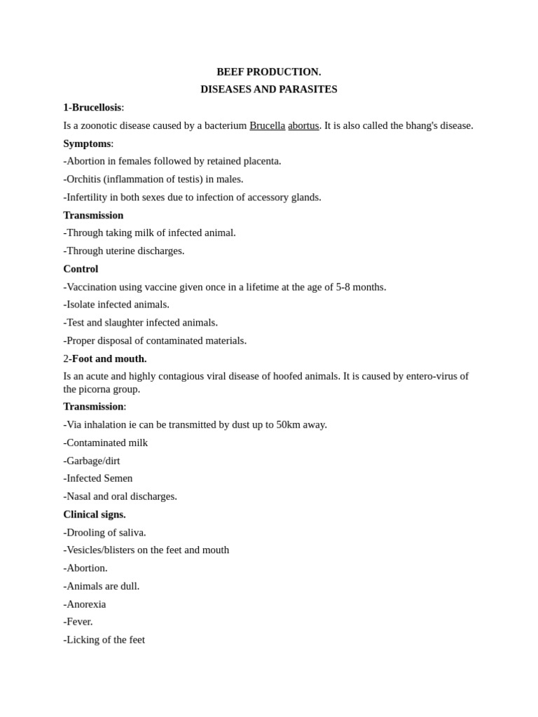 BEEF PRODUCTION Diseases-2-1 | PDF | Microbiology | Diseases And Disorders