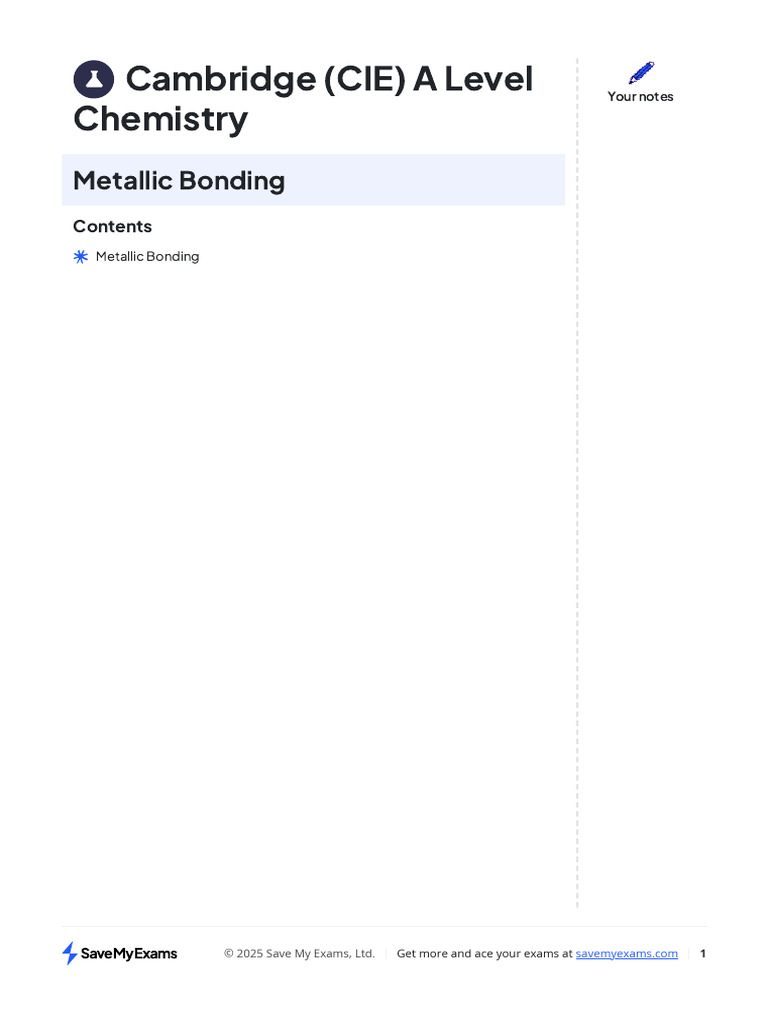Chapter 4 Metallic Bonding Notes | PDF