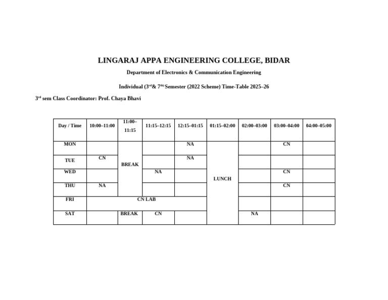 6.Indivisual Time Table Table Format | PDF