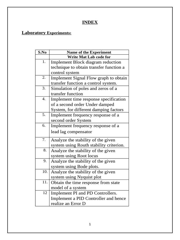 Control System Lab Manual 4th Sem | PDF | Matlab | Applied Mathematics