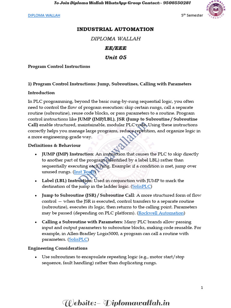 Industrial Automation (Unit 05) Diplomawallah | PDF | Programmable ...