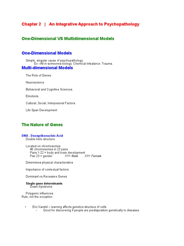 One-Dimensional VS Multidimensional Models: Chapter 2 - An Integrative ...