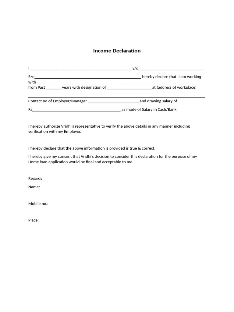 Income Declaration | PDF