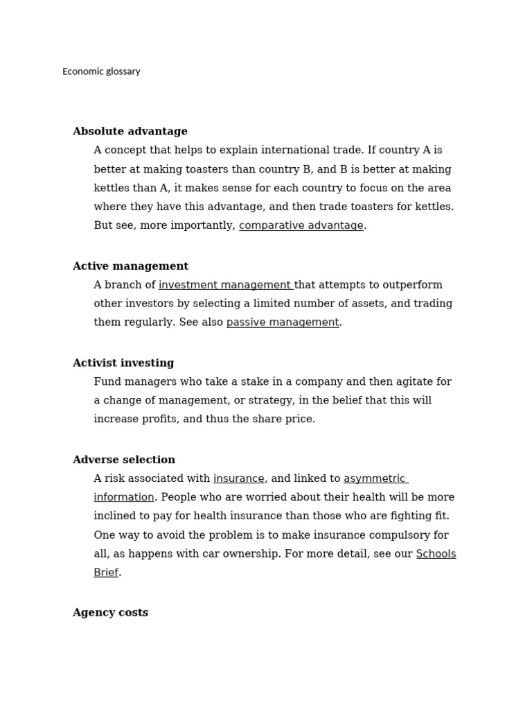 Economic Glossary | PDF | Exchange Rate | Economics