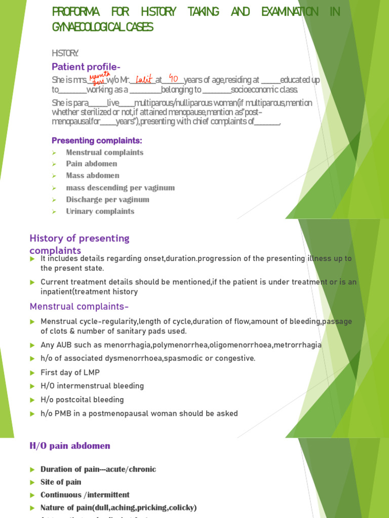 Proforma Gynae History Taking PPT VQZ | PDF | Menstruation | Menopause