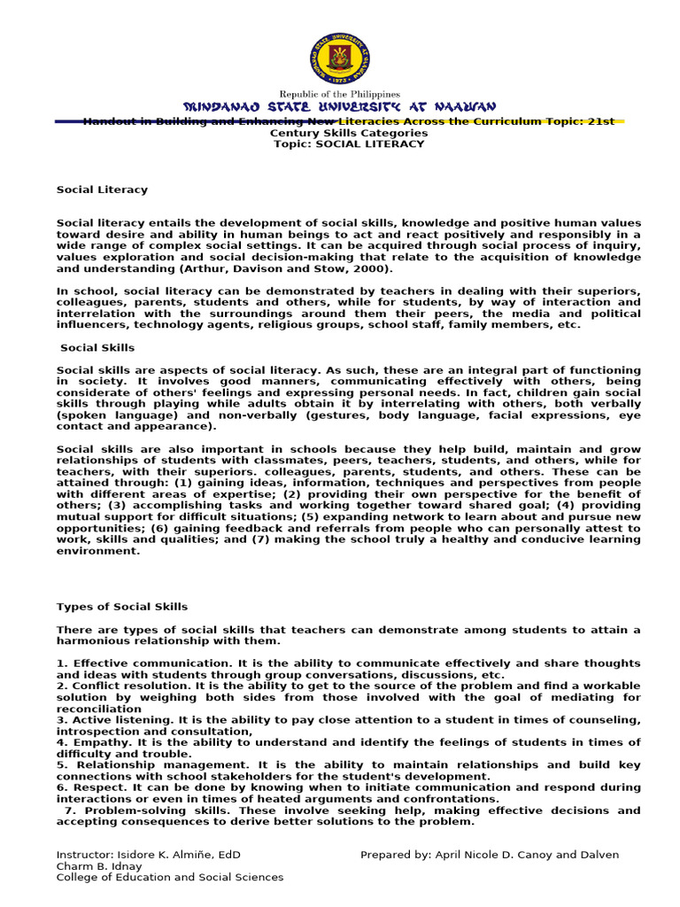 CPE 109 Handout Template (4) Canoy | PDF | Empathy | Social Skills