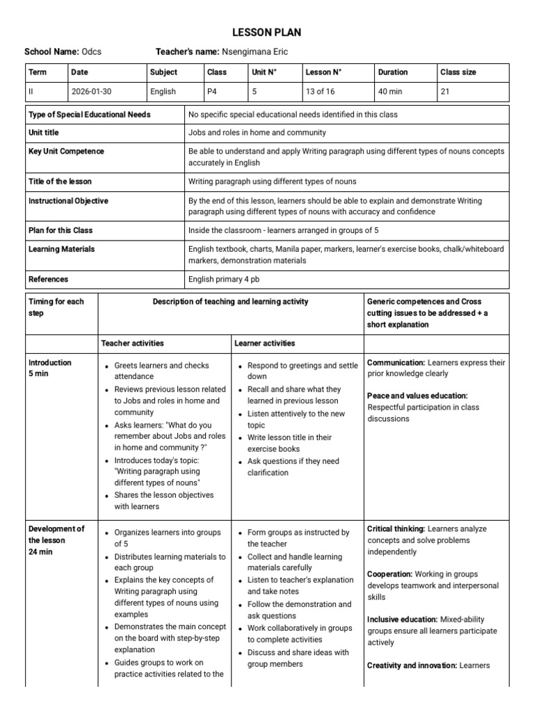 AI-Powered CBC Lesson Plan Generator | PDF | Learning | Lesson Plan