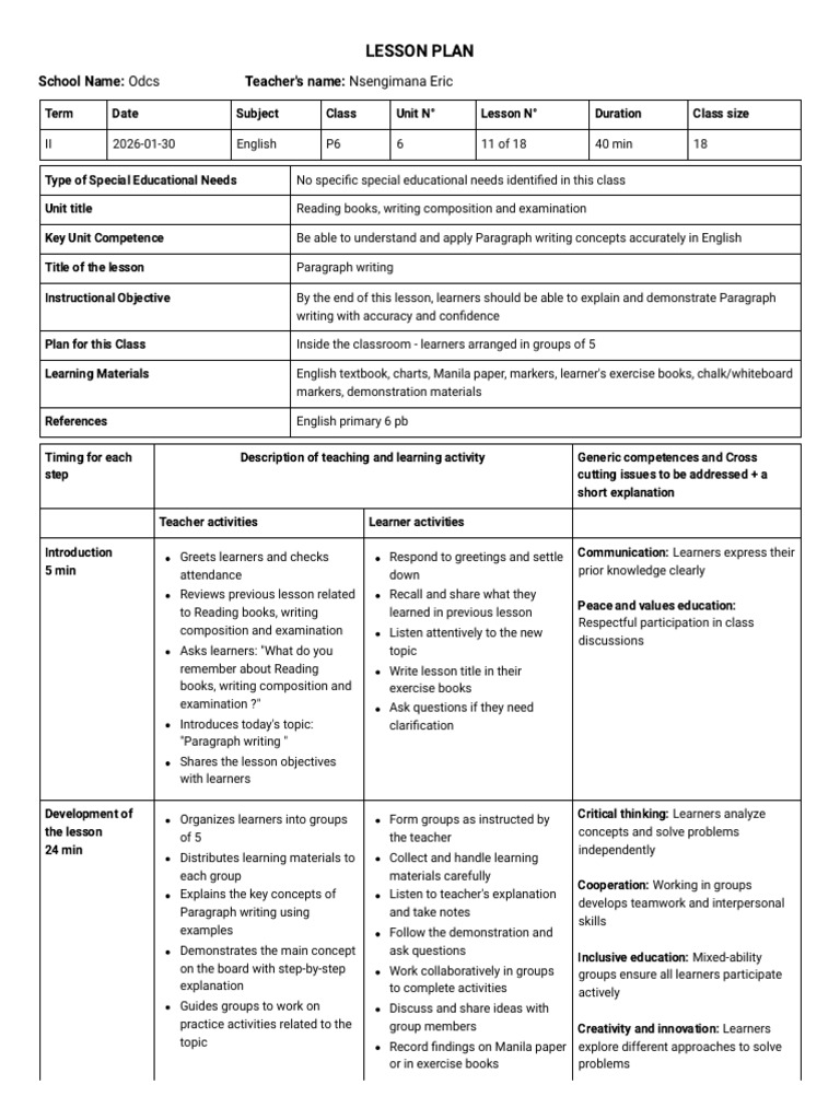 AI-Powered CBC Lesson Plan Generator | PDF | Learning | Lesson Plan