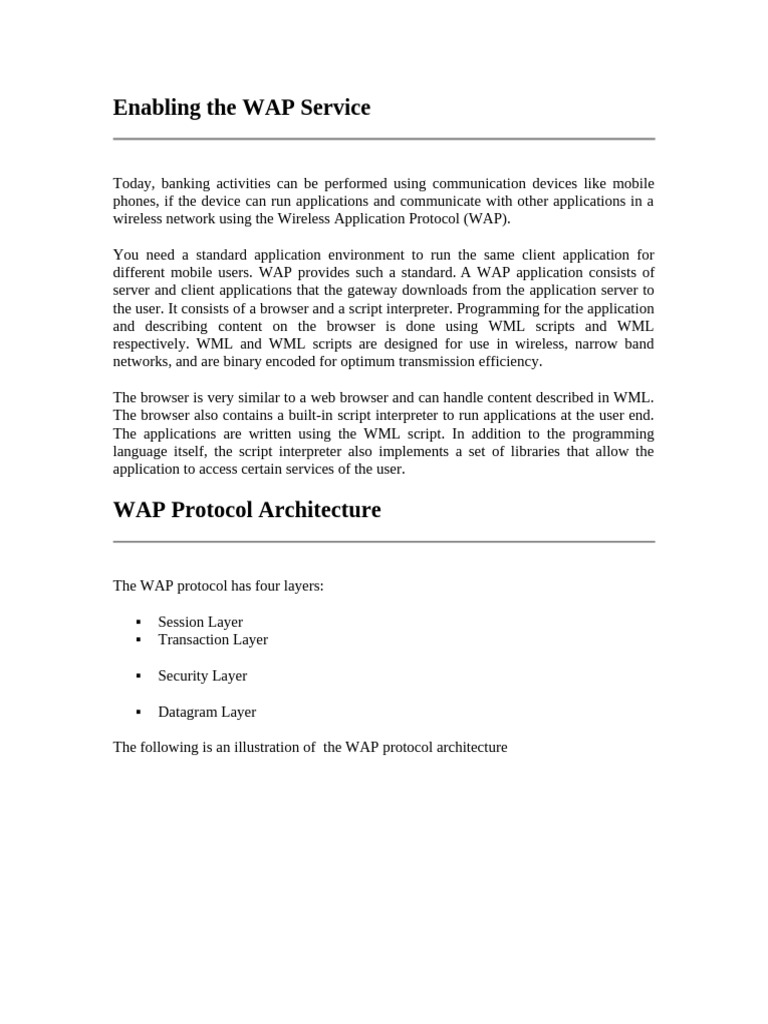 BankAway! on WAP - Architecture, Security and Functionality Supported ...