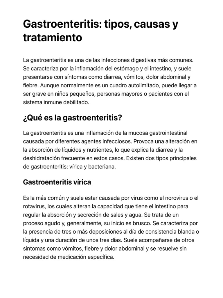 Gastroenteritis - Tipos, Causas y Tratamiento | PDF | Diarrea ...