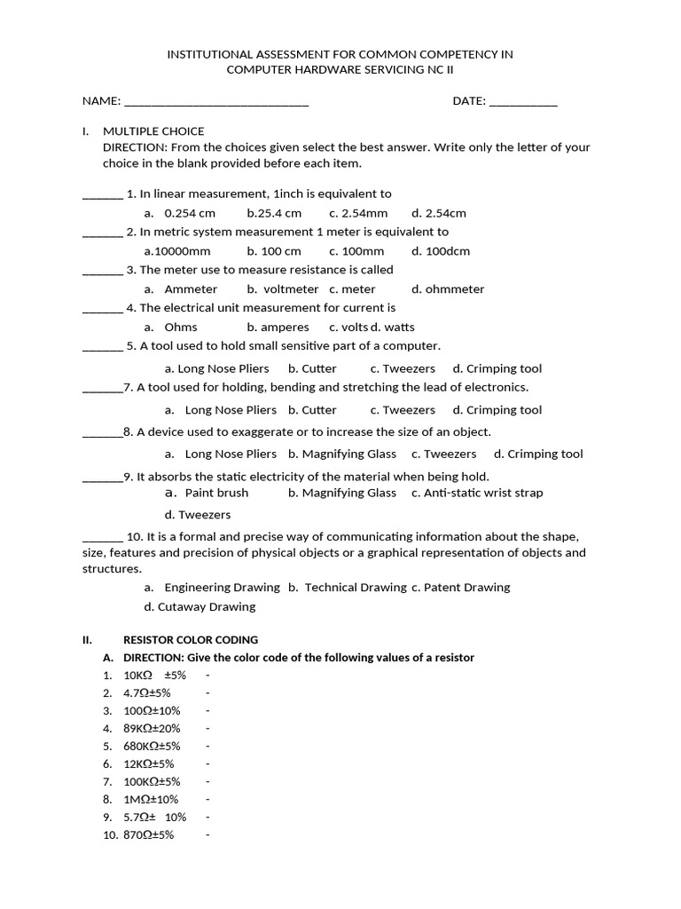 Institutional Assessment For Common Competency in CSS NC Ii | PDF ...
