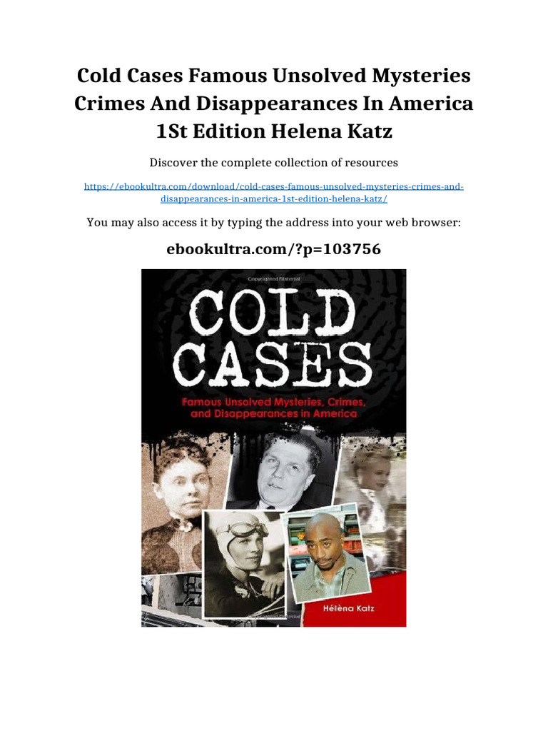 Cold Cases Famous Unsolved Mysteries Crimes and Disappearances in ...