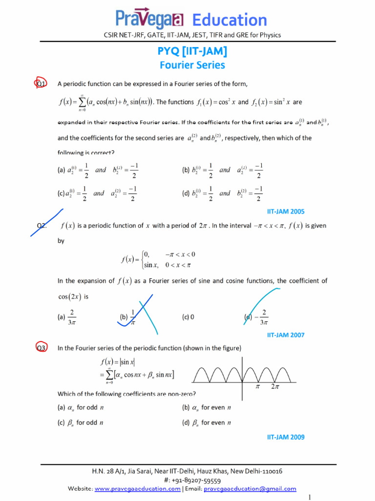 PYQ Questions Fourier Series | PDF