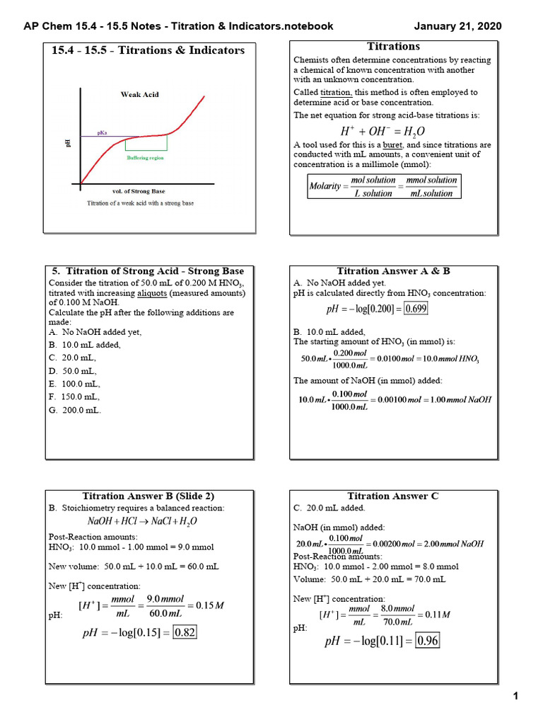 AP Chem 15.4 - 15.5 Notes - Titration Indicators | PDF | Titration ...