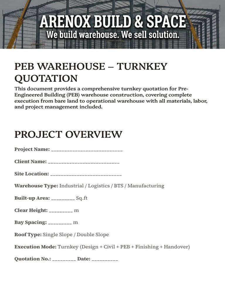 Peb Warehouse Turnkey Quotation (2) (1) | PDF