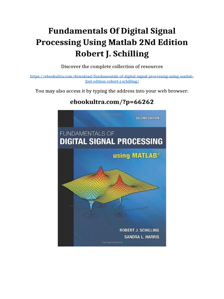 Fundamentals of Digital Signal Processing Using MATLAB 2nd Edition ...