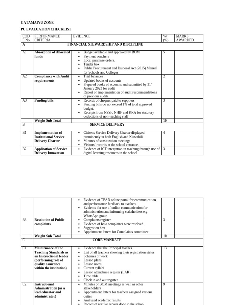 PC Evaluation Checklist | PDF | Hiv/Aids