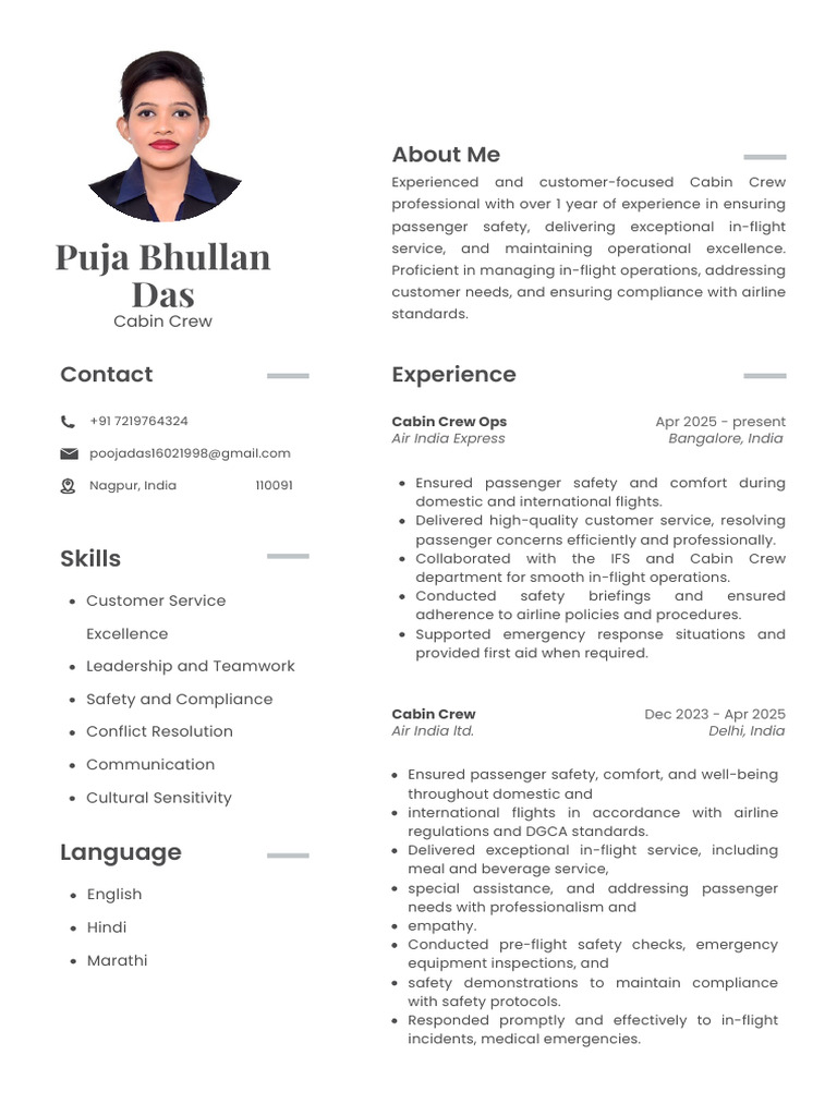 Resume Poo | PDF | Flight Attendant | Aviation Accidents And Incidents