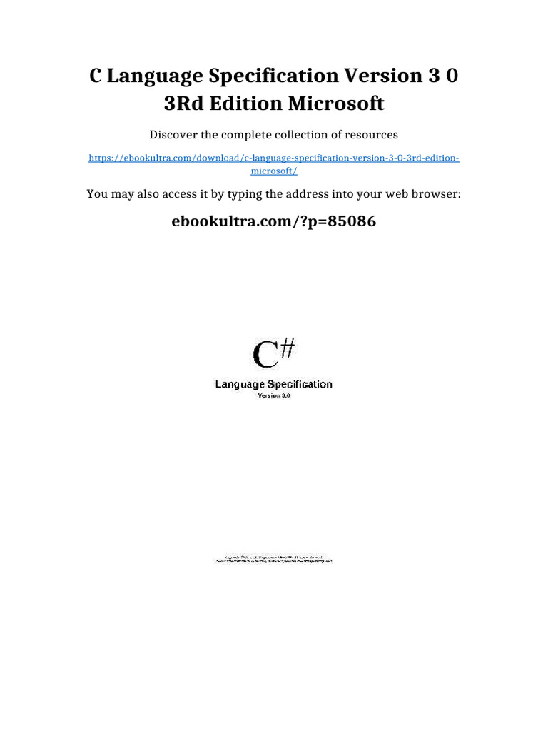 C Language Specification Version 3 0 3rd Edition Microsoft Full ...