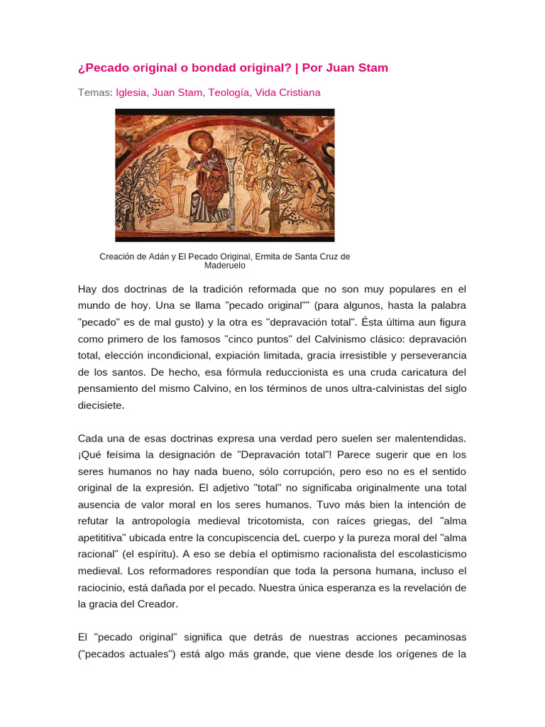 Pecado Original o Bondad Original | PDF | Pecado | El pecado original