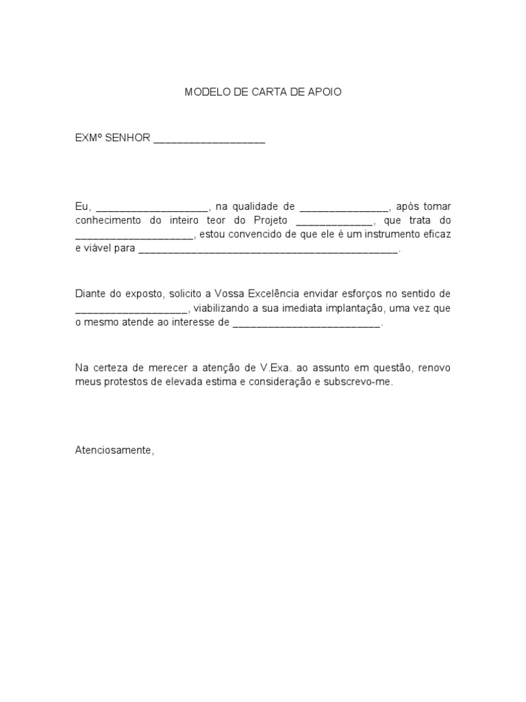 Modelo de Carta de Apoio | PDF