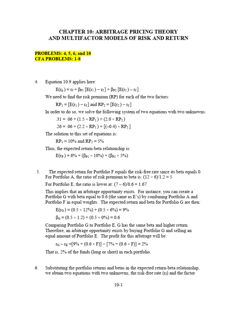 Chapter+10+End of Chapter+Exercises Solns | PDF | Capital Asset Pricing ...