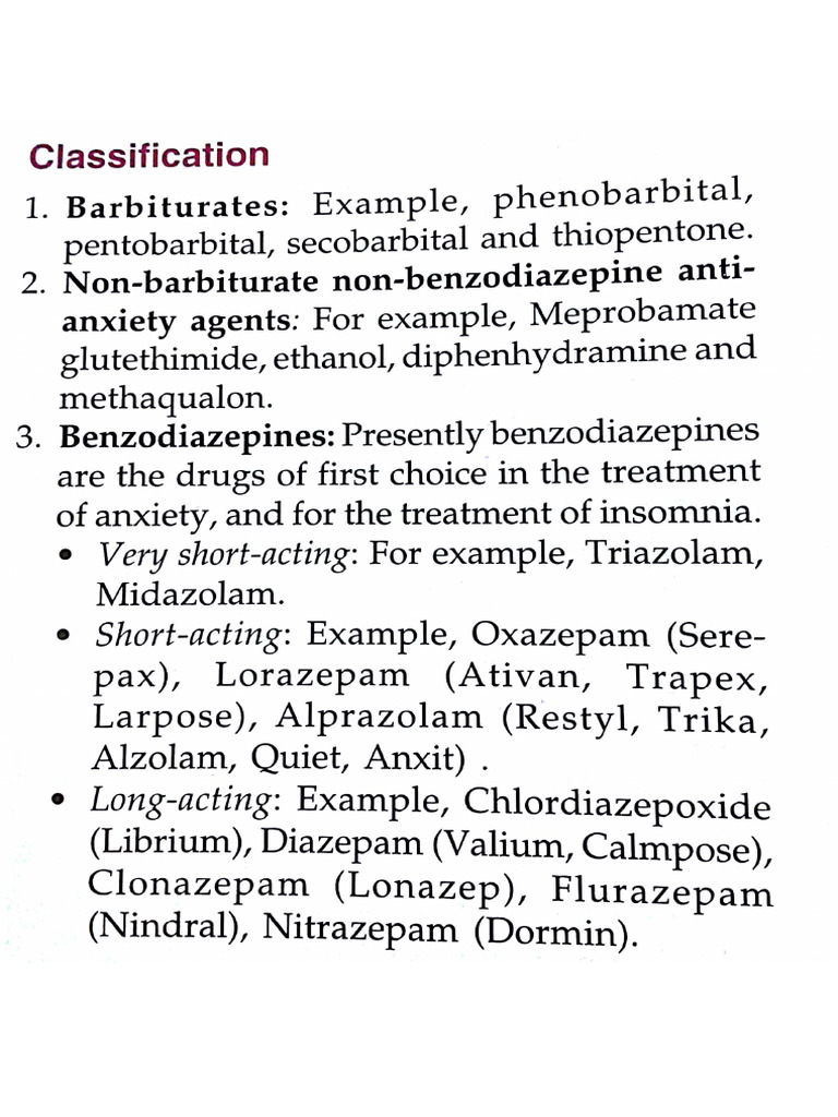Anxiolytics Classification | PDF