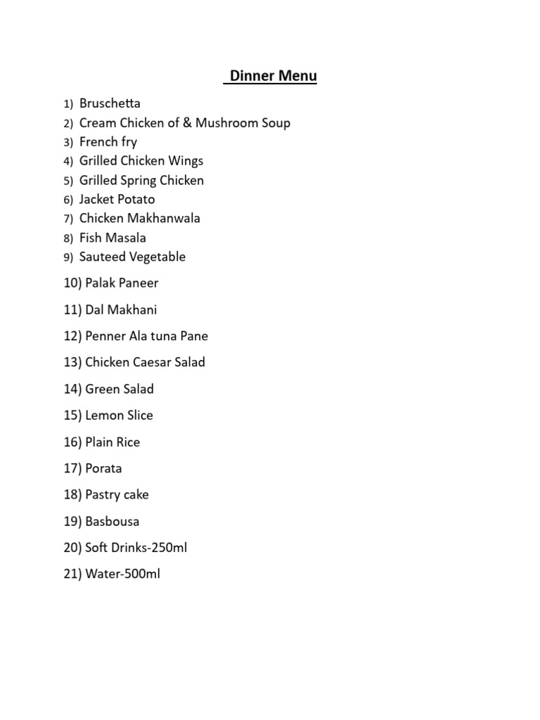 Dinner Menu | PDF