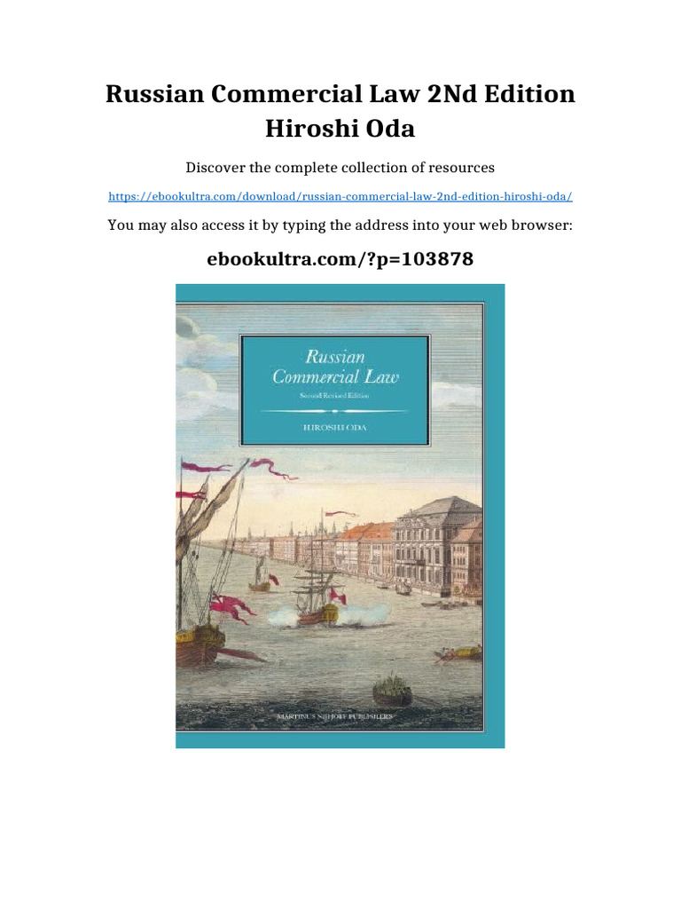 Russian Commercial Law 2nd Edition Hiroshi Oda digital download | PDF ...