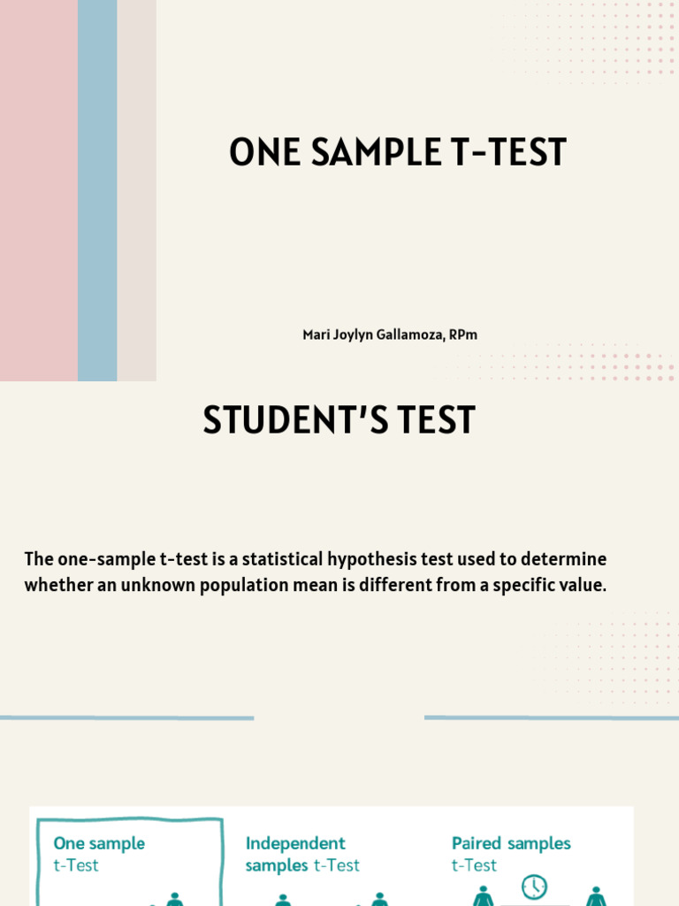 T Test for Single Sample | PDF | Student's T Test | Statistical ...
