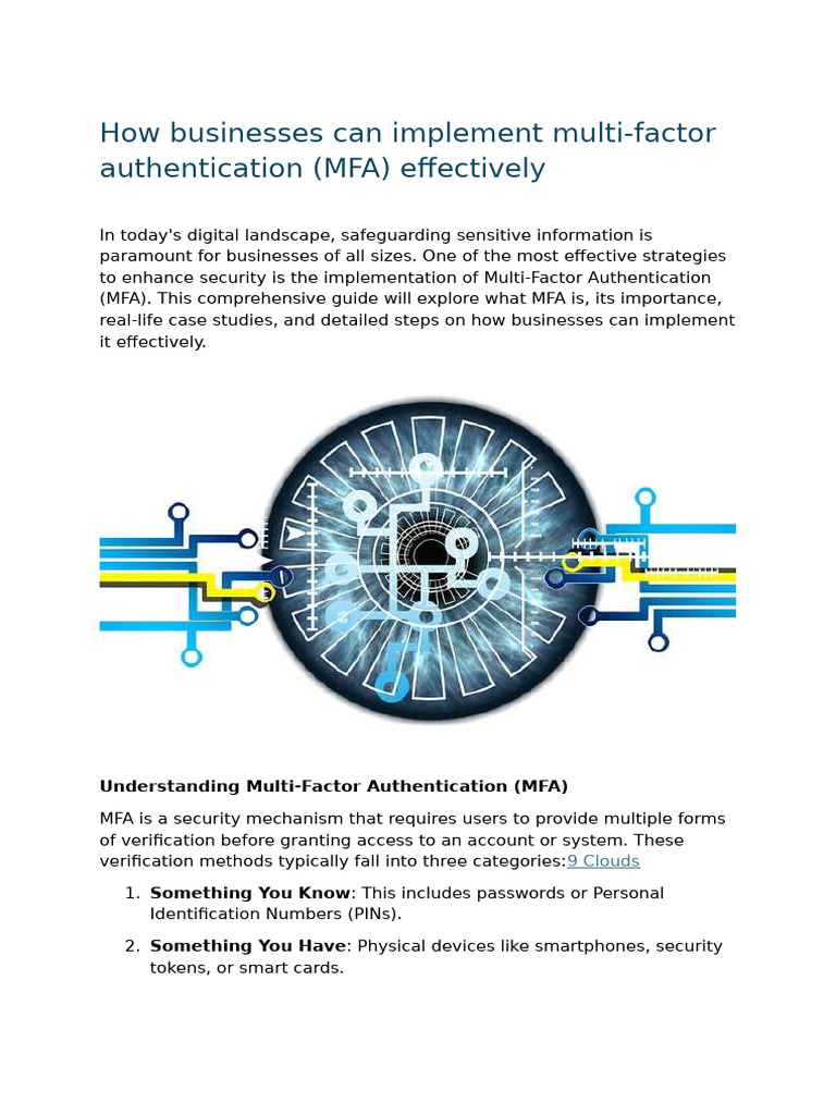 Blog 9 How businesses can implement multi-factor authentication (MFA ...