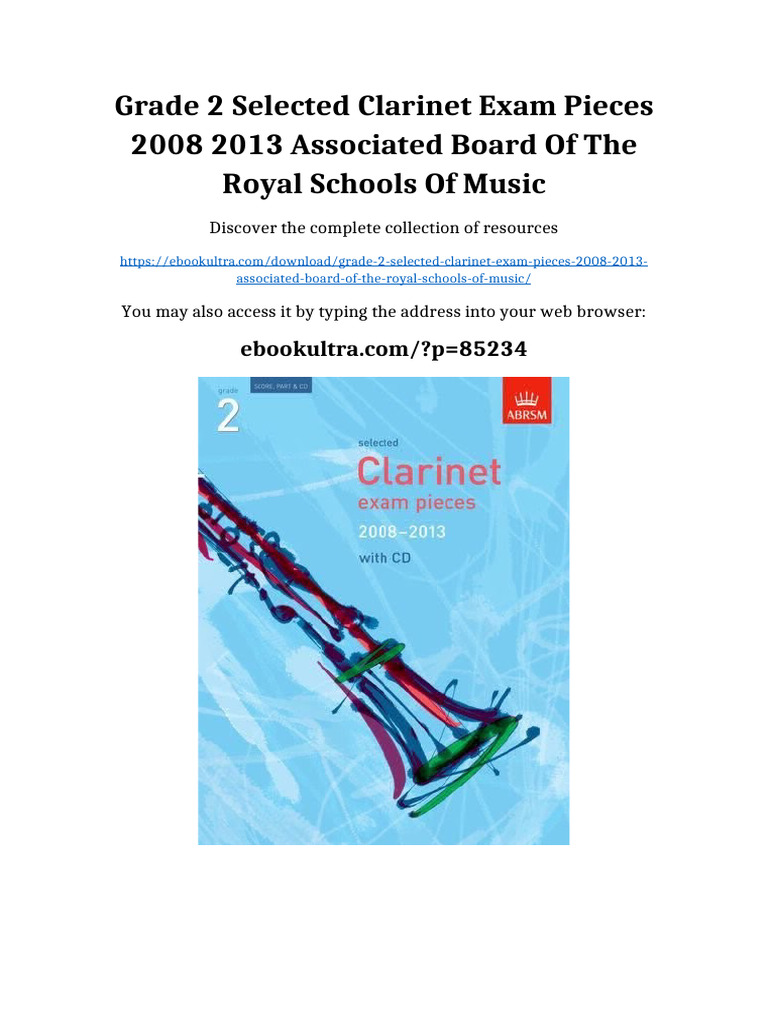 Grade 2 Selected Clarinet Exam Pieces 2008 2013 Associated Board Of The ...