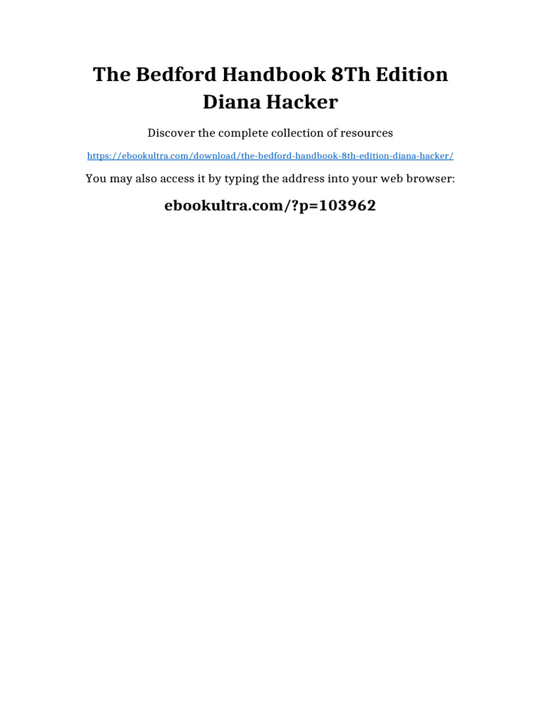 The Bedford Handbook 8th Edition Diana Hacker Newest Edition 2025 | PDF ...
