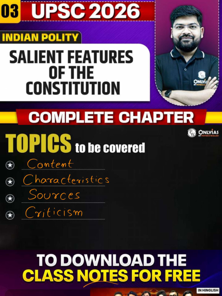 Complete Indian Polity Salient Features of the Constitution UPSC 2026 ...