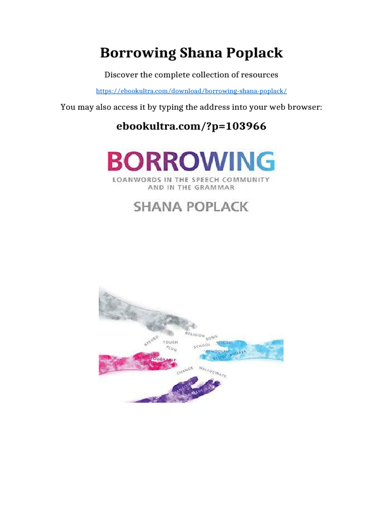 Borrowing Shana Poplack available any format | PDF | Intellectual ...