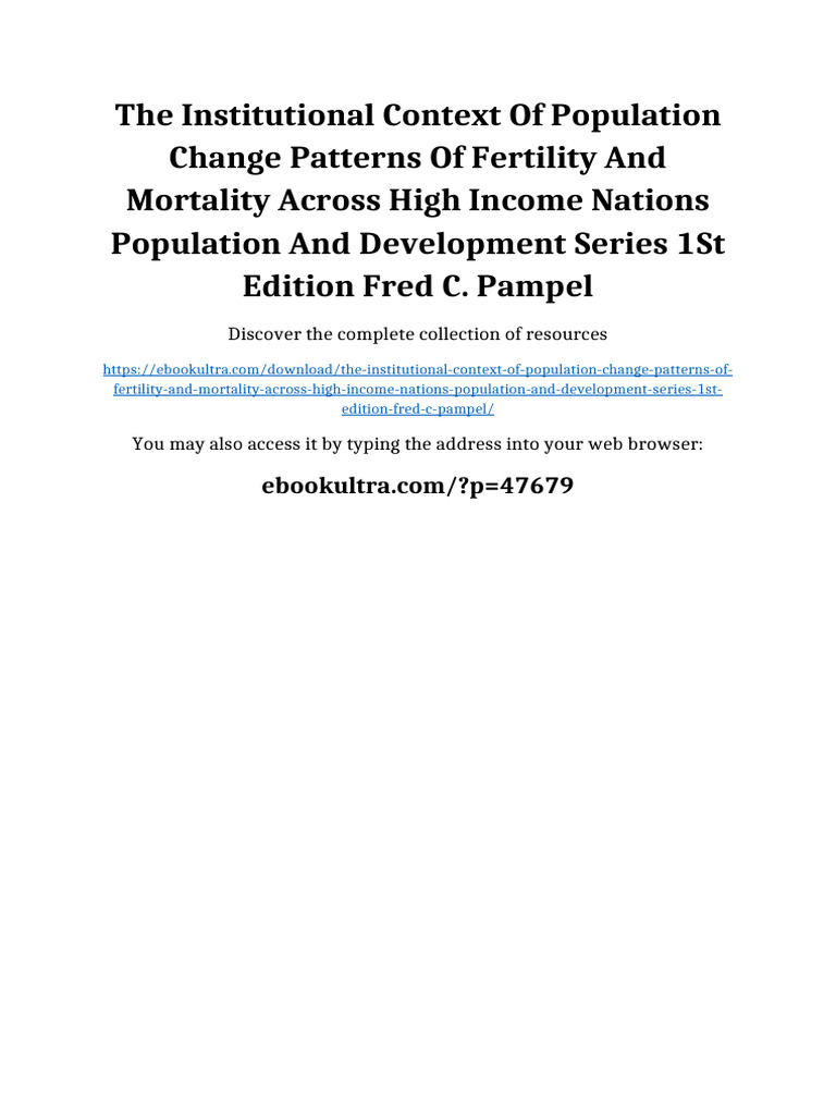 The Institutional Context of Population Change Patterns of Fertility ...