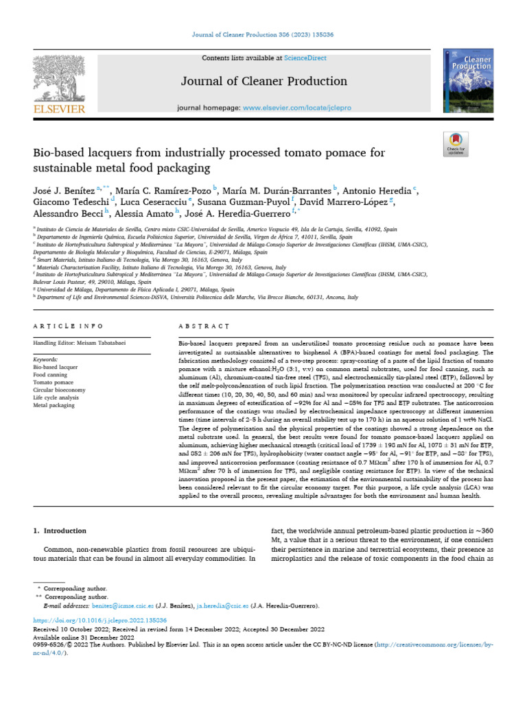 Bio-Based Lacquers From Industrially Processed Tomato Pomace For | PDF ...