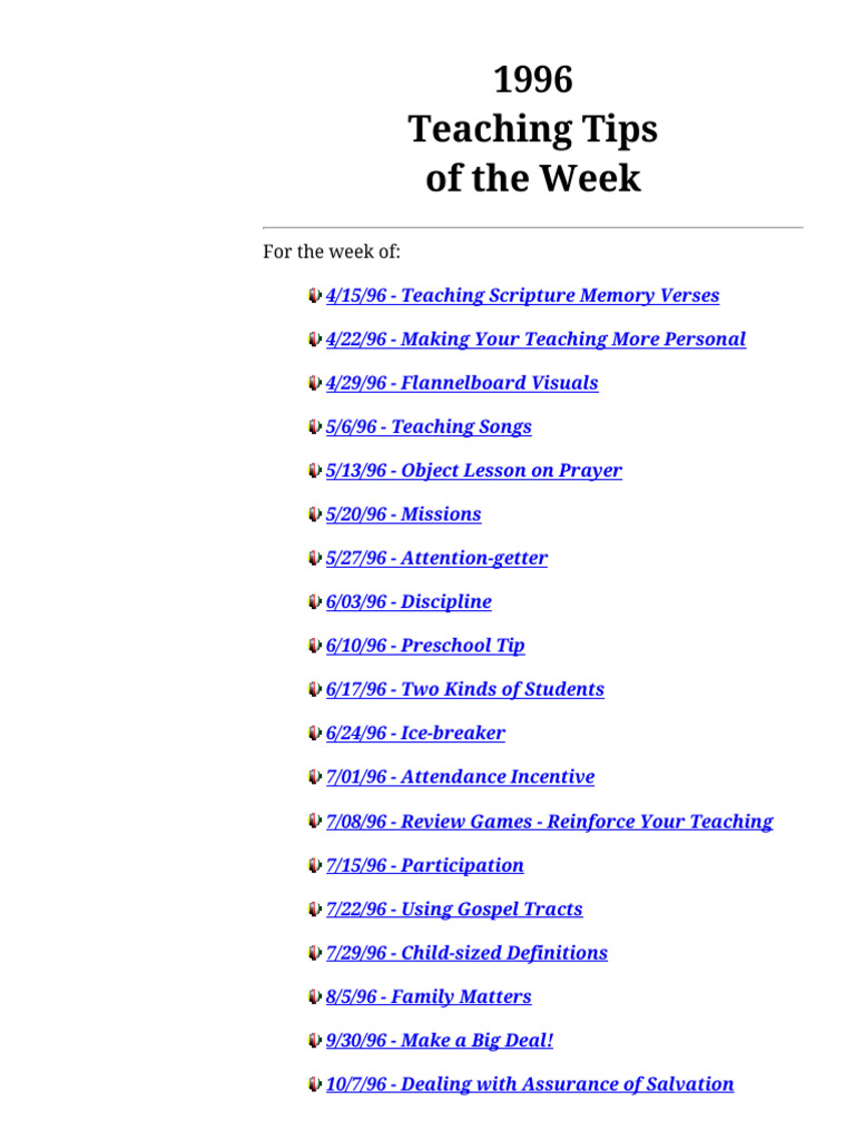 1996 Teaching Tips of the Week | PDF