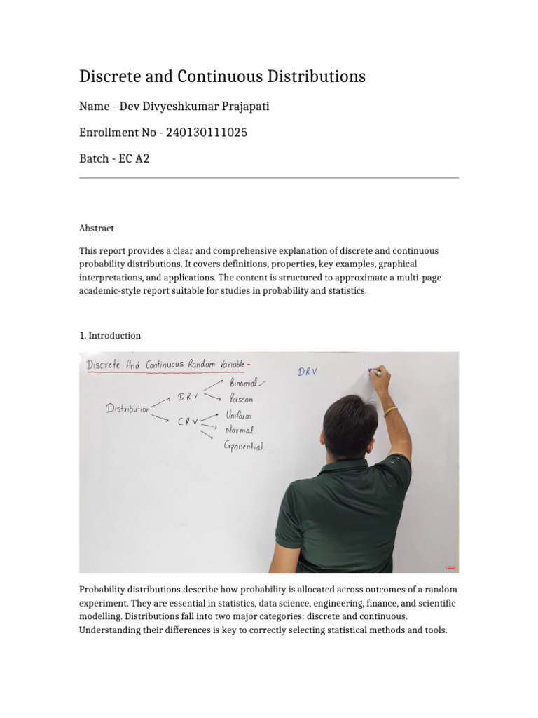 Discrete and Continuous Distributions Report | PDF | Probability ...