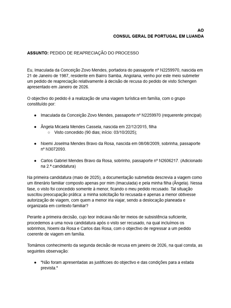 Reapreciação Embaixada Portuguesa em Luanda | PDF | Visto para viagem ...
