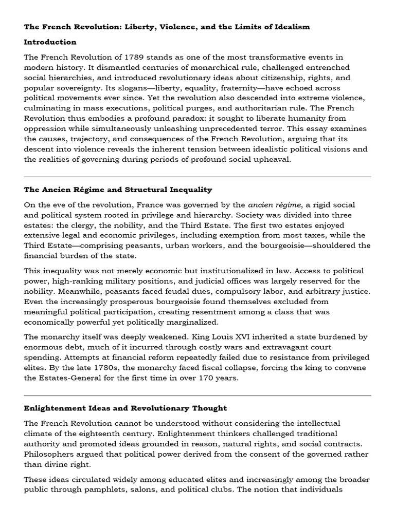 The French Revolution | PDF | Reign Of Terror | French Revolution