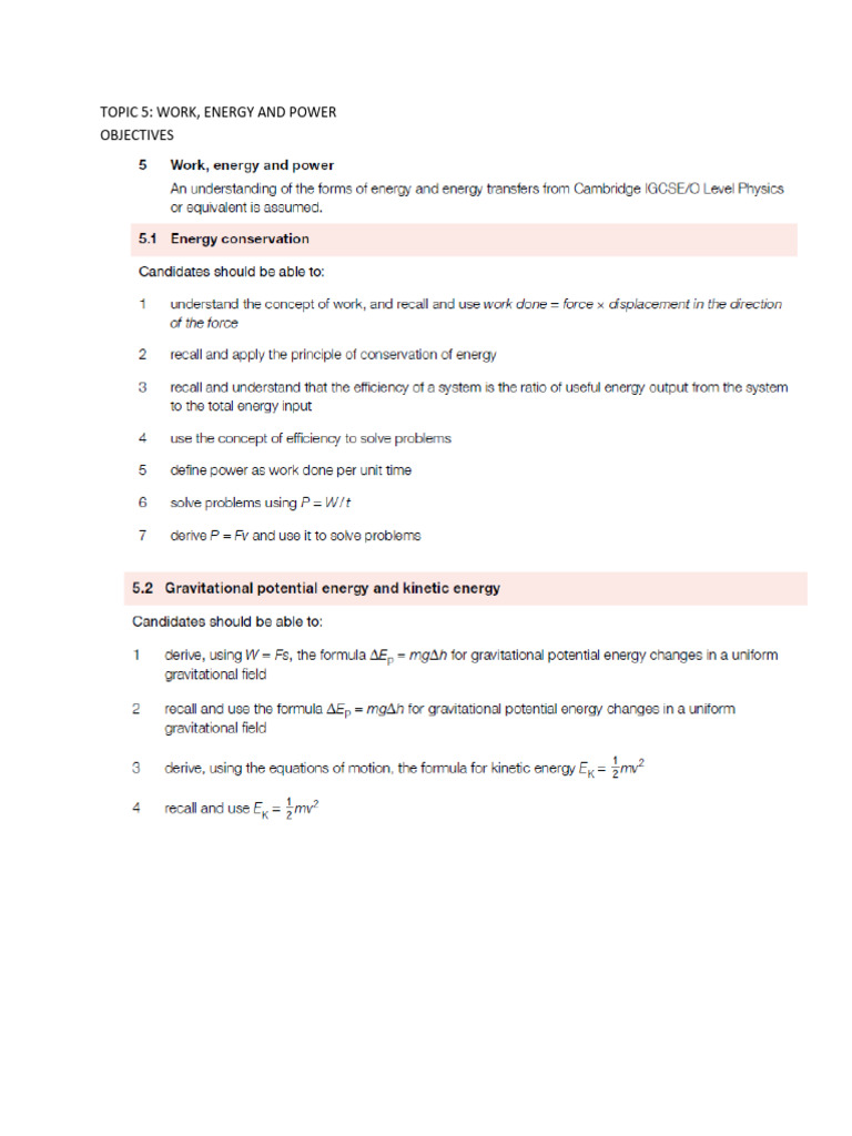 TOPIC 5 WORK_ENERGY AND POWER | PDF | Potential Energy | Force