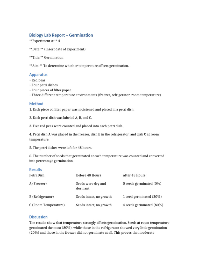 Germination Lab Report | PDF