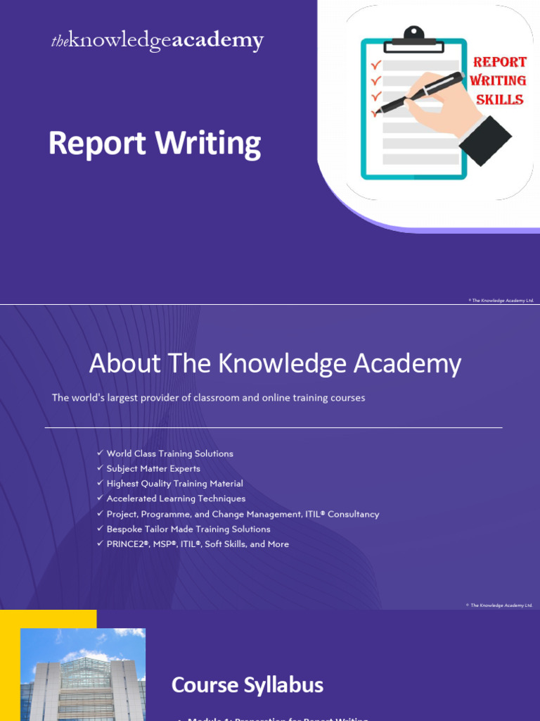 Report Writing Course - Training Session | PDF | Information ...