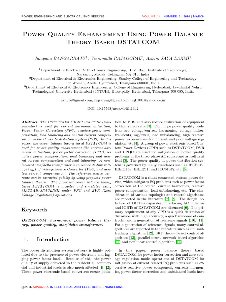 Power Balance Theory | PDF | Capacitor | Electric Power