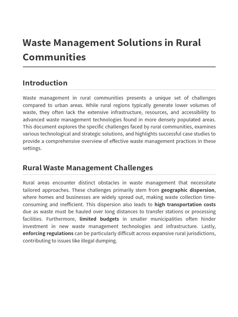 Rural Waste Management Solutions | PDF | Waste Management | Municipal ...