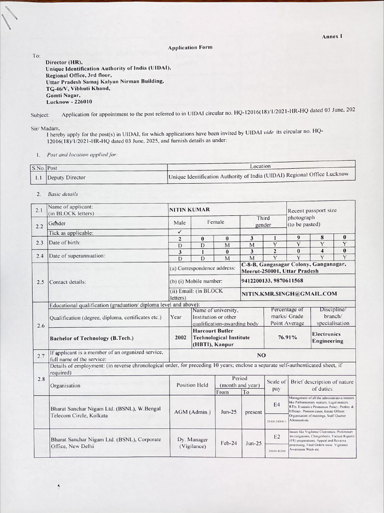 Uidai Form | PDF